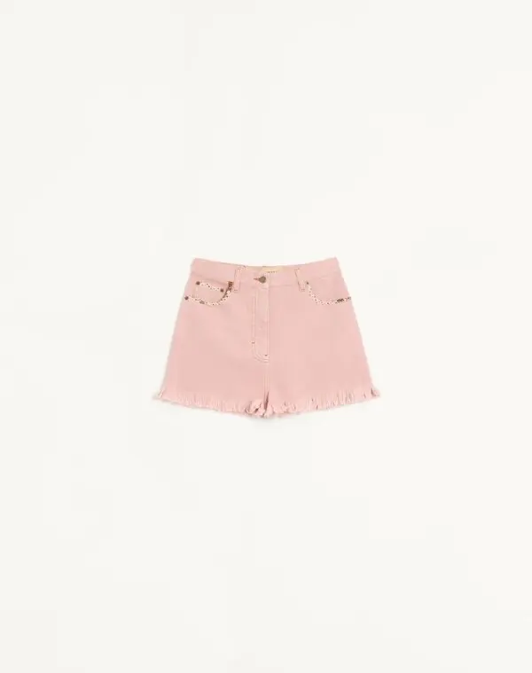 Valentino Garavani Denim Shorts With Floral Pocket Detail - Pink