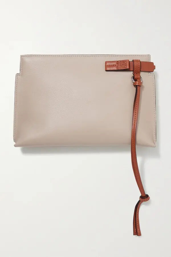 Loewe T-pouch Mini Perforated Leather Clutch - Neutrals