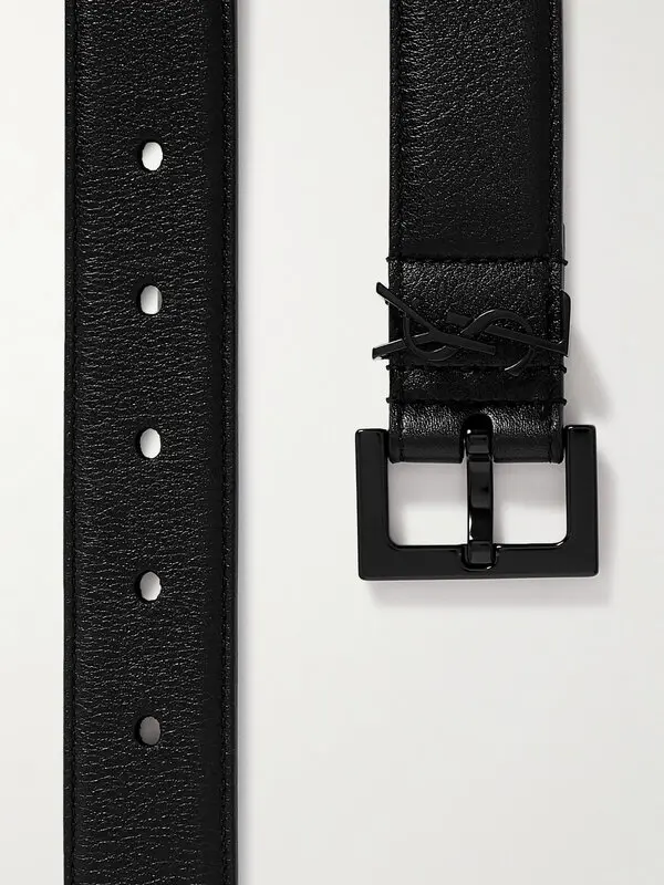 Saint Laurent 3cm Full-grain Leather Belt - Black