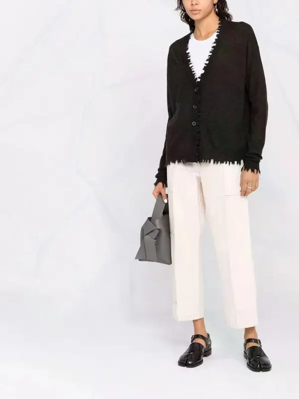 UMA WANG Frayed-edge Cashmere Cardigan