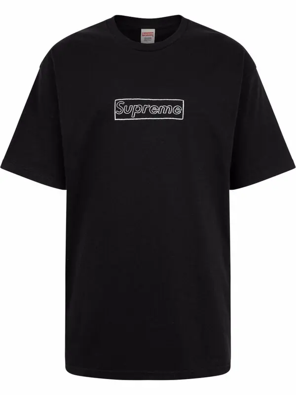 Supreme X Kaws Chalk Logo T-shirt - Black