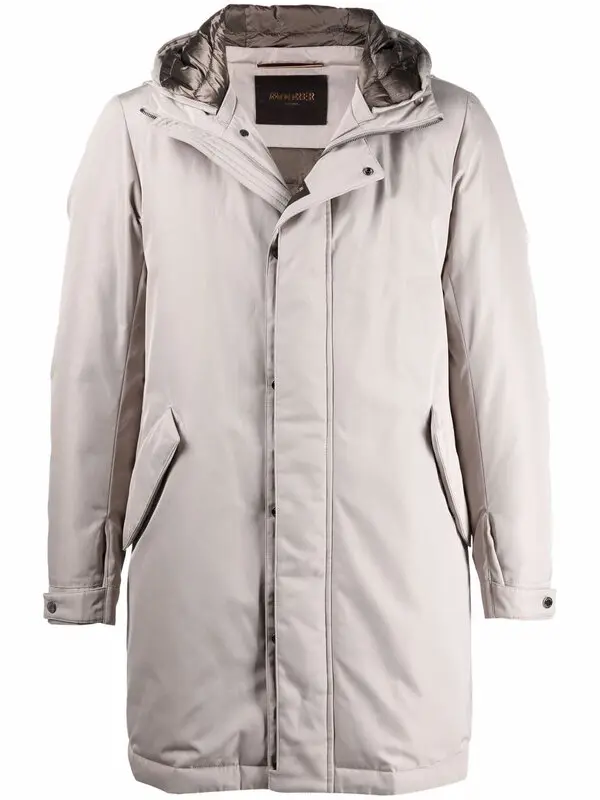 MOORER Hooded Coat With Tonal Stitching