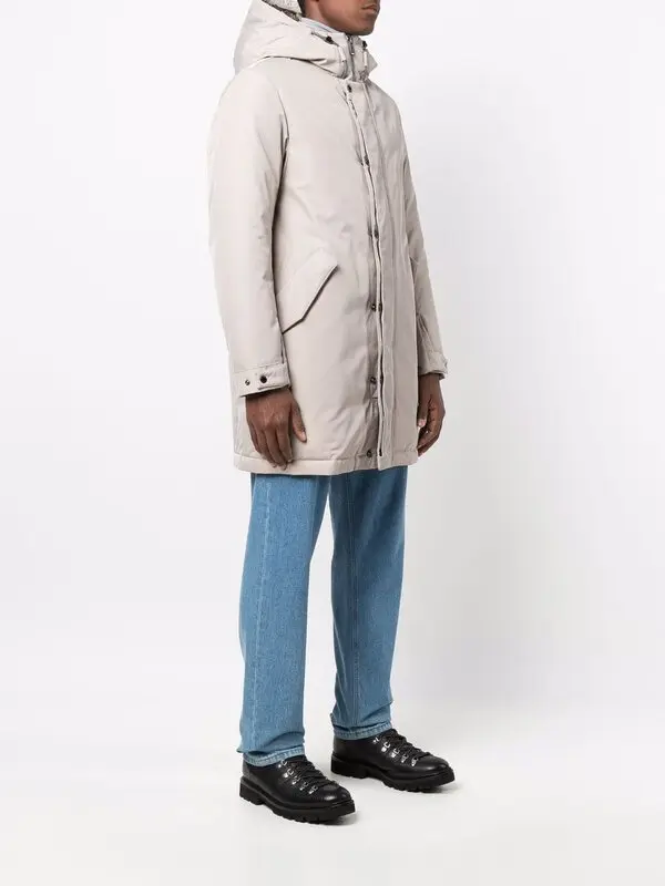 MOORER Hooded Coat With Tonal Stitching