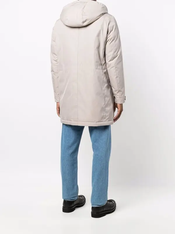 MOORER Hooded Coat With Tonal Stitching