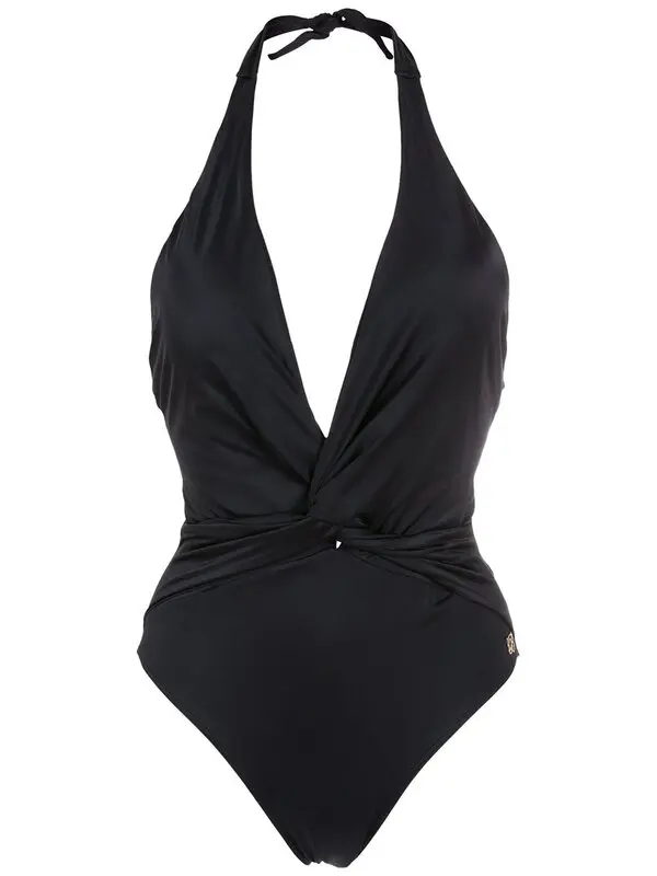 BRIGITTE Twist-detail Halterneck Swimsuit - Black