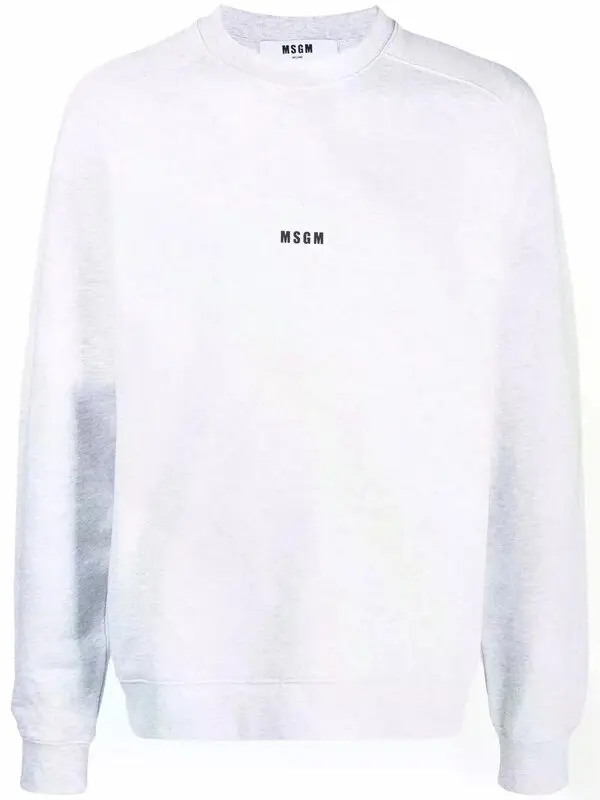 MSGM Logo-print Crew Neck Jumper - Grey