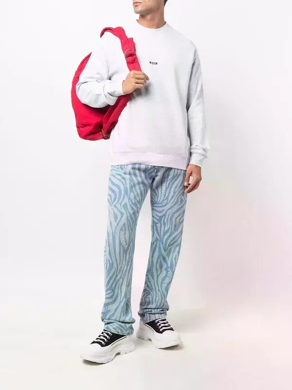 MSGM Logo-print Crew Neck Jumper - Grey