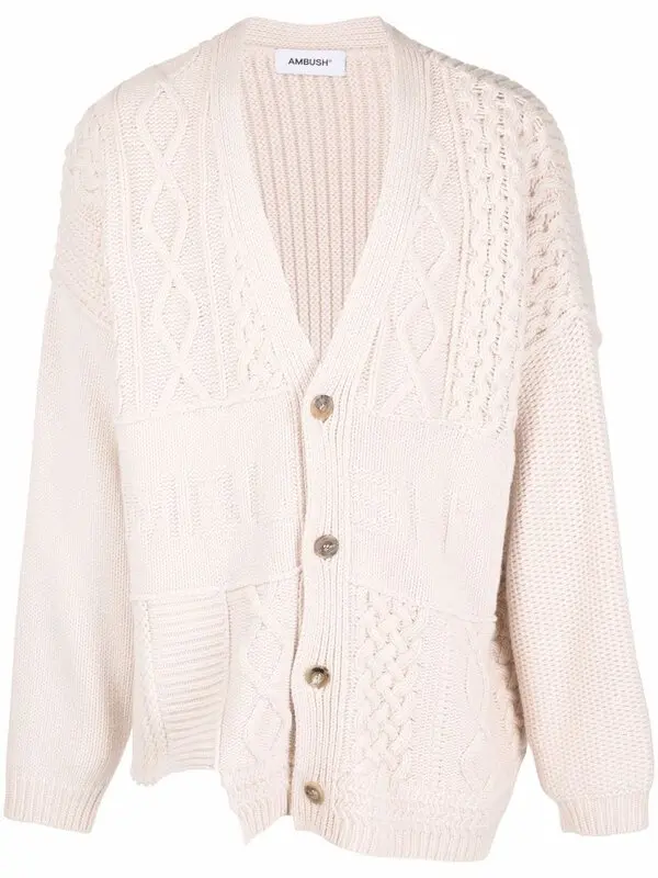 AMBUSH Patchwork-knit Cardigan - Neutrals
