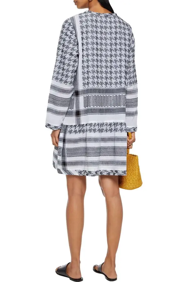 knee length dresses for ladies Cecilie Copenhagen Blue Long Sleeve Cotton Dress UK M