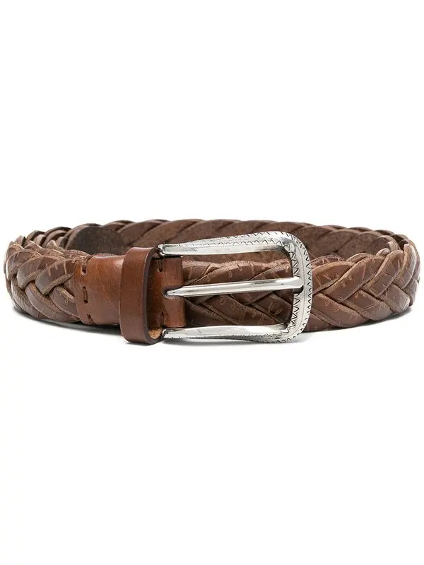 Brunello Cucinelli Woven Leather Belt - Brown