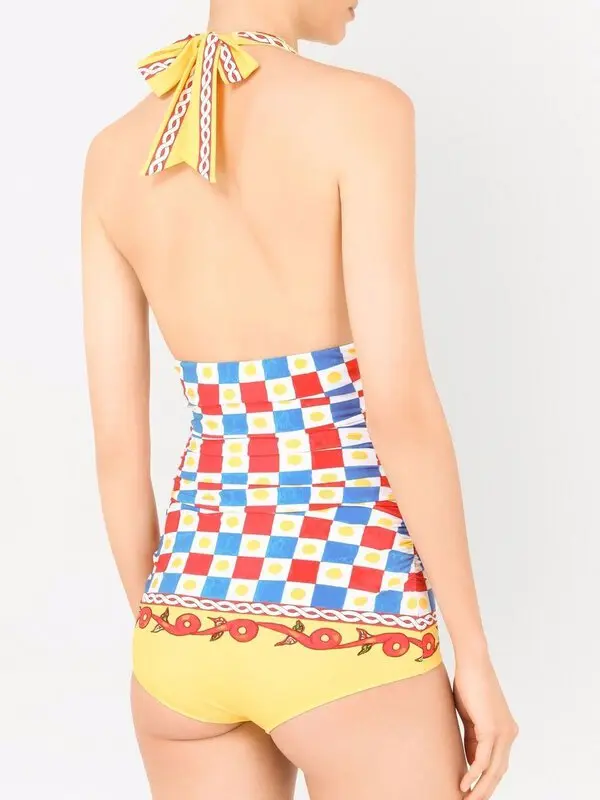Dolce & Gabbana Carretto-print Swimsuit - Yellow