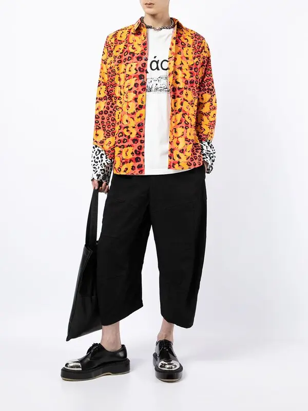 Comme Des Garçons X Filip Pagowski Print Cut-out Cuff Shirt