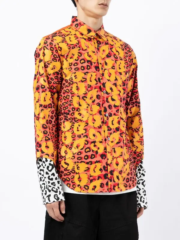 Comme Des Garçons X Filip Pagowski Print Cut-out Cuff Shirt