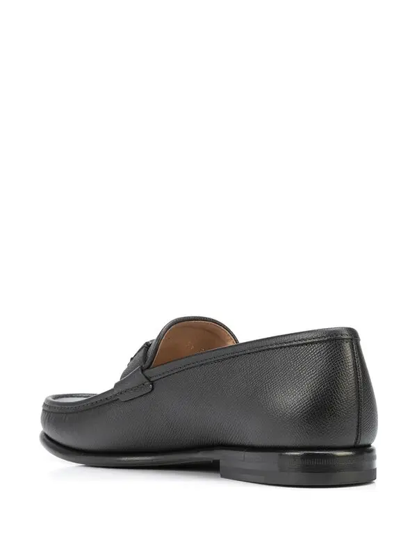 FERRAGAMO Logo-engraved Leather Loafers - Black