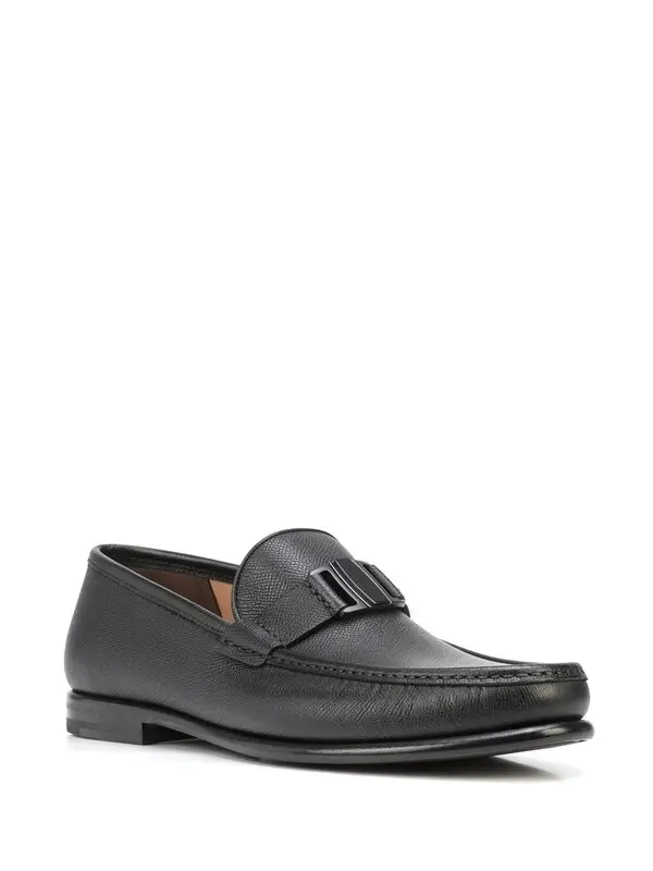 FERRAGAMO Logo-engraved Leather Loafers - Black