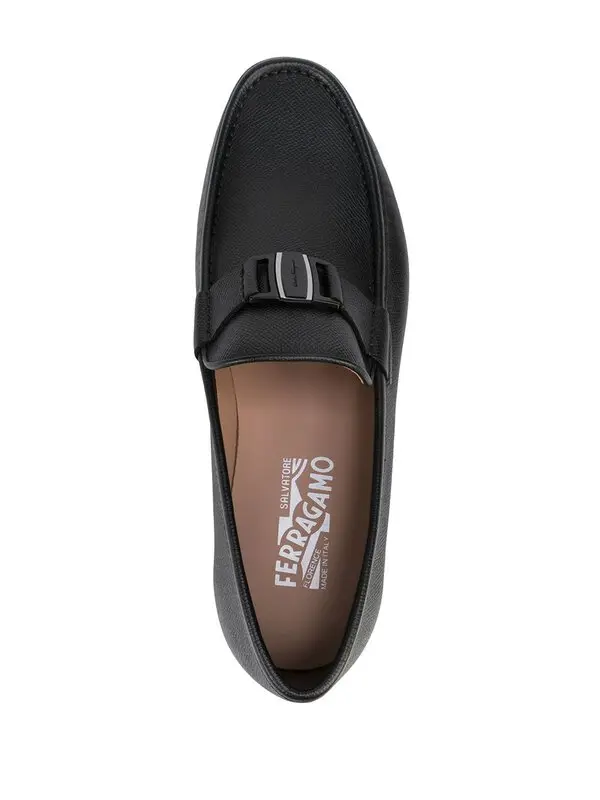 FERRAGAMO Logo-engraved Leather Loafers - Black