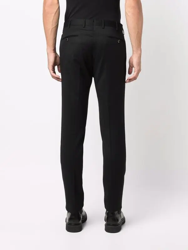 PT TORINO Pressed-crease Slim-fit Tailored Trousers - Black
