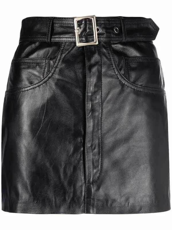 MANOKHI Leather Mini Skirt - Black