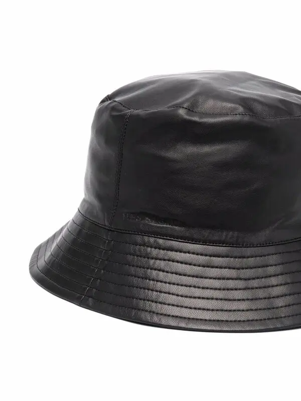 YVES SALOMON Leather Bucket Hat - Black