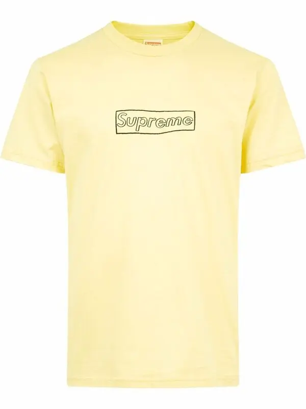 Supreme X Kaws Chalk Logo T-shirt - Yellow