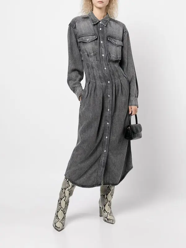 Isabel Marant Fitted-Waist Denim Shirt-Dress In Grey - 40% Off |  Editorialist