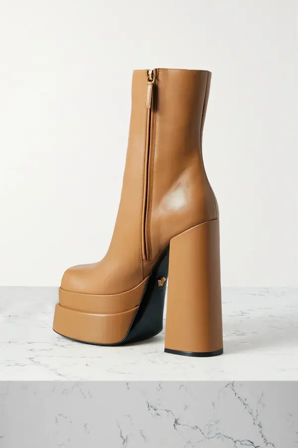 Versace Aevitas Leather Platform Ankle Boots