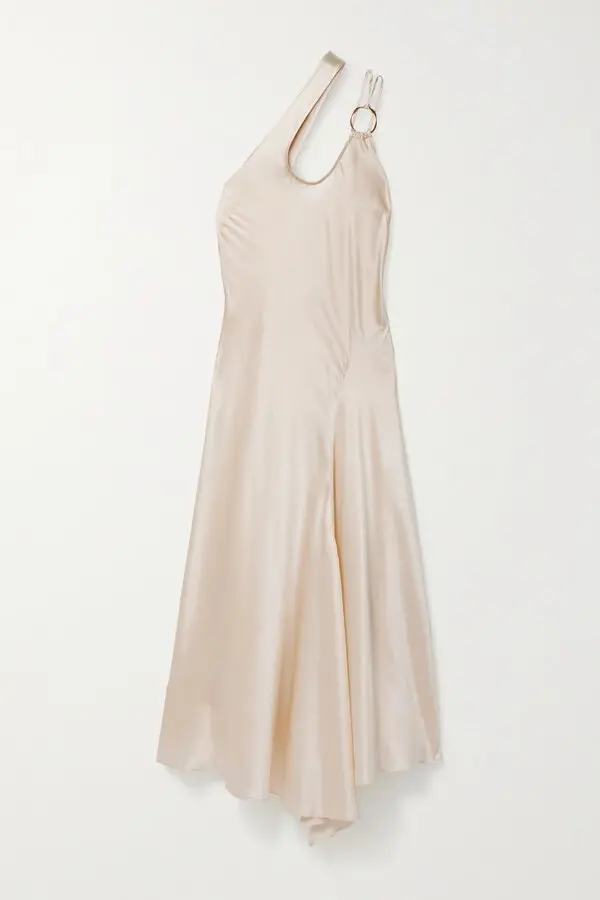Cult Gaia Gwenyth Asymmetric Embellished Silk-satin Dress