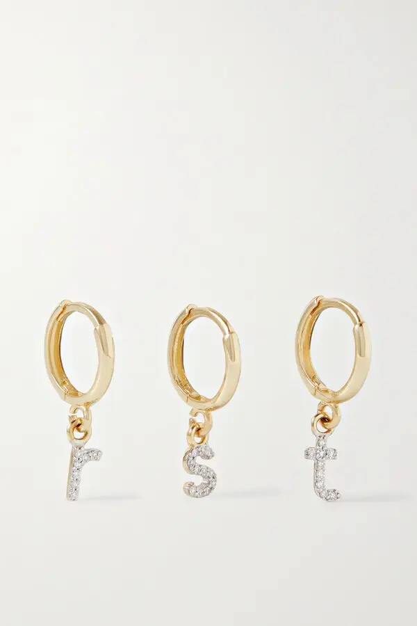 STONE AND STRAND Initial Diamond Earring