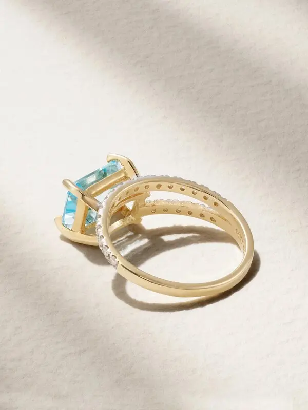 Mateo Point Of Focus 14-karat Topaz And Diamond Ring