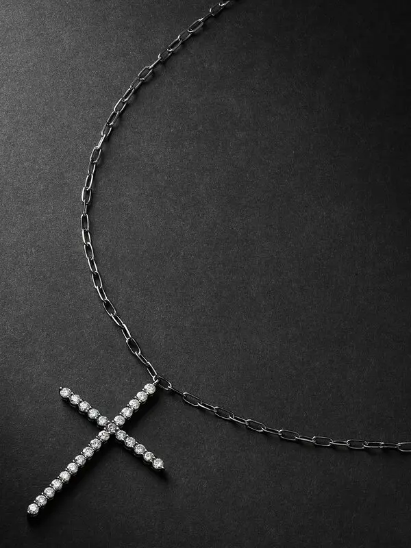 Shay Diamond Cross Pendant Necklace - Silver