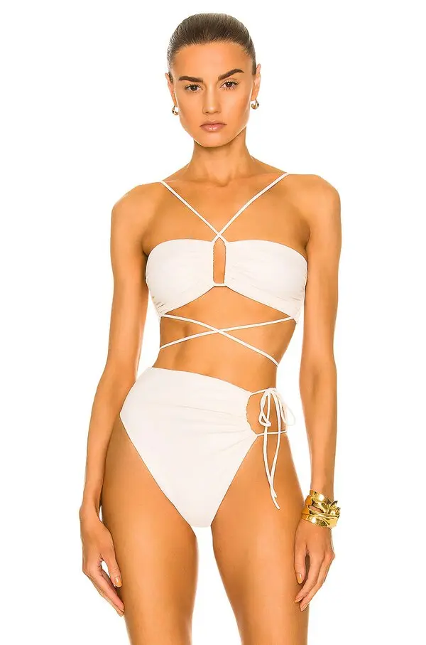 Magda Butrym Wrap Tie Bikini Top - Cream