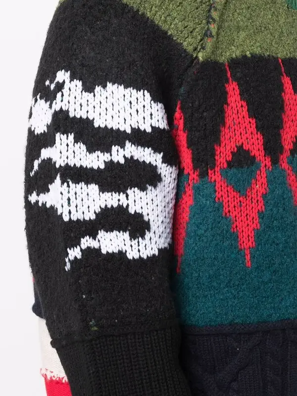 DIESEL® Patchwork Knitted Jumper - Green