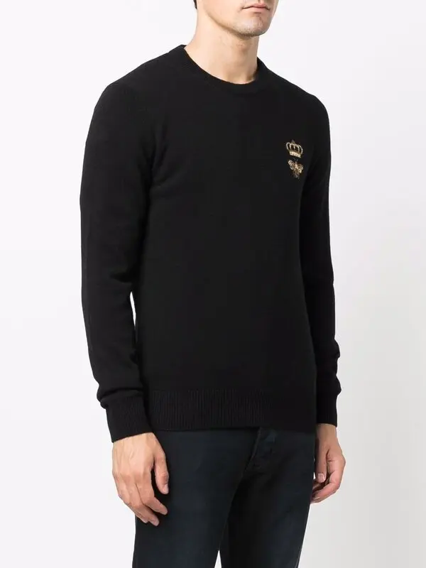 Dolce & Gabbana Embroidered Virgin Wool Jumper - Black