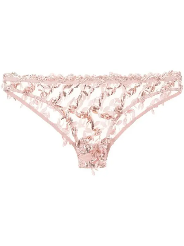 GILDA & PEARL Tallulah Embroidered Stretch-silk Knickers - Pink