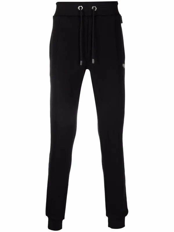 Philipp Plein Logo-patch Cotton Track Pants - Black