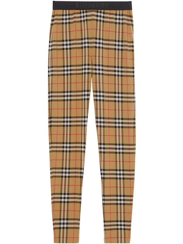 Burberry Vintage Check Logo Leggings - Brown
