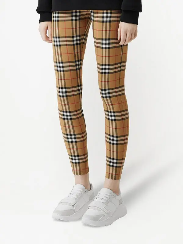 Burberry Vintage Check Logo Leggings - Brown