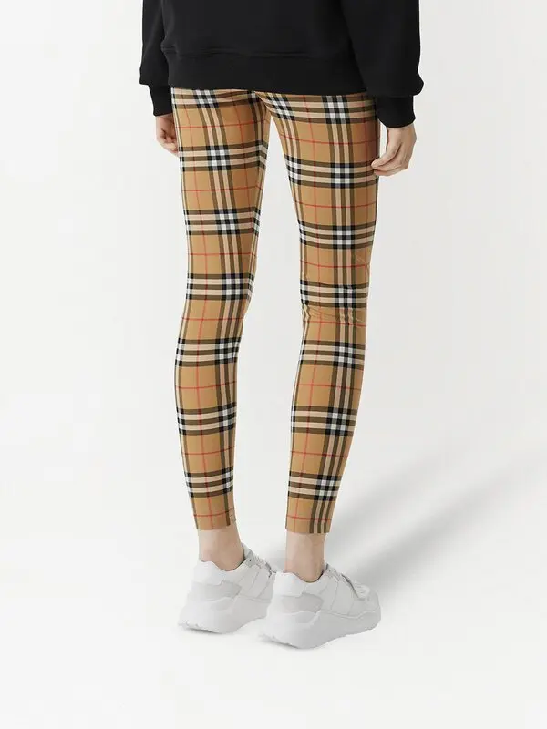 Burberry Vintage Check Logo Leggings - Brown