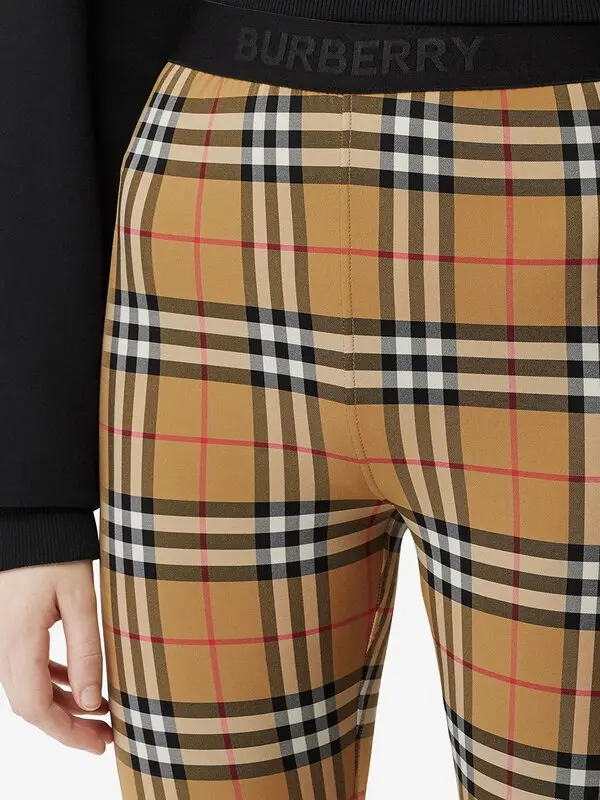 Burberry Vintage Check Logo Leggings - Brown