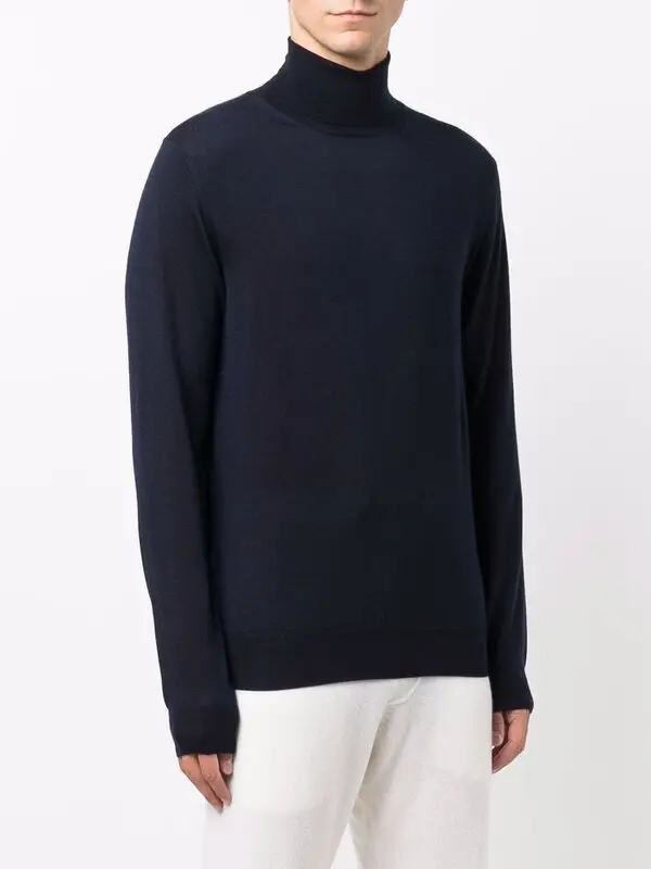 Fedeli Roll-neck Knitted Jumper - Blue