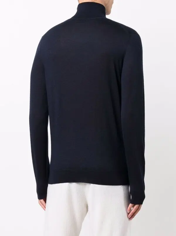 Fedeli Roll-neck Knitted Jumper - Blue