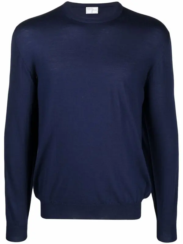 Fedeli Crew-neck Virgin Wool Jumper - Blue