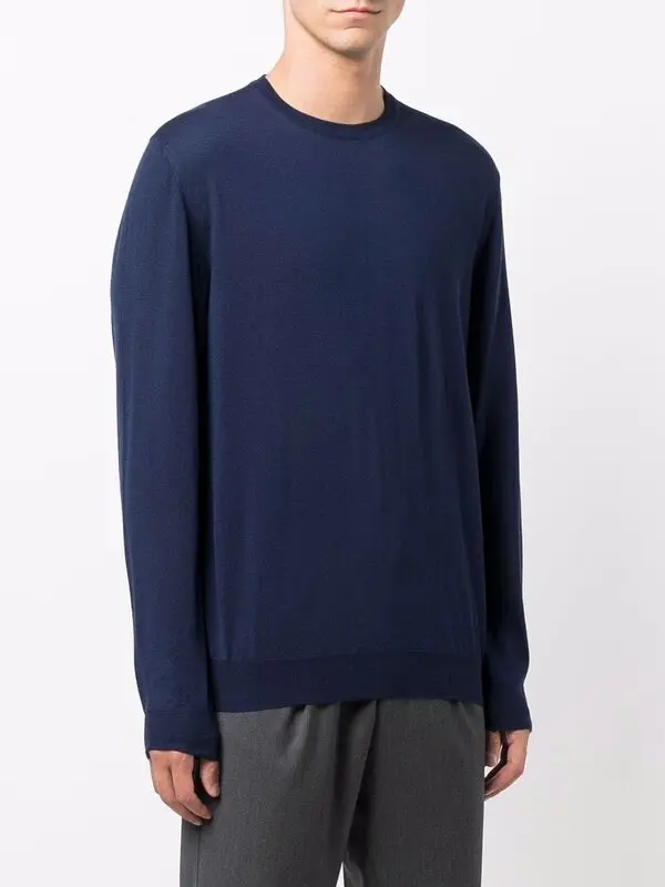 Fedeli Crew-neck Virgin Wool Jumper - Blue
