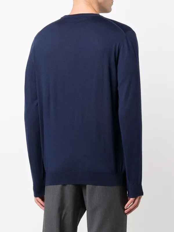 Fedeli Crew-neck Virgin Wool Jumper - Blue