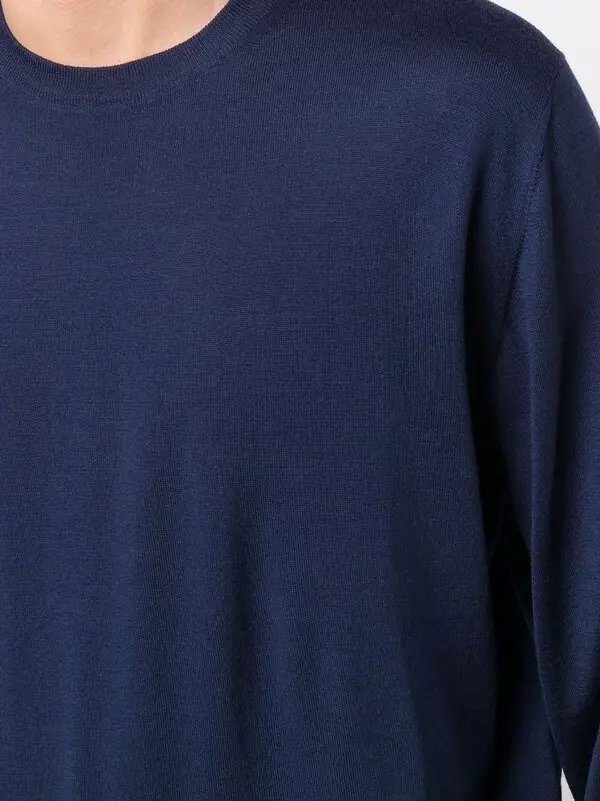 Fedeli Crew-neck Virgin Wool Jumper - Blue