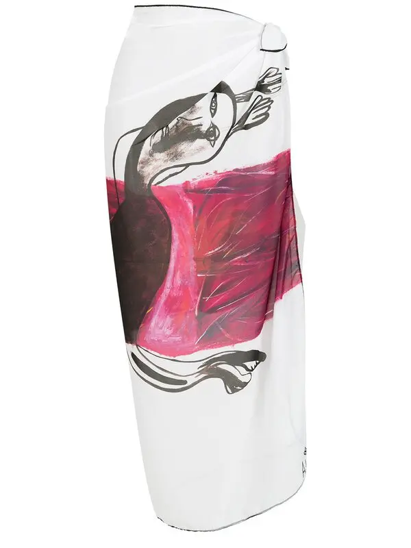 AMIR SLAMA Printed Beach Skirt - White