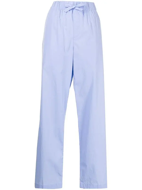 TEKLA Drawstring Poplin Pajama Bottoms - Blue