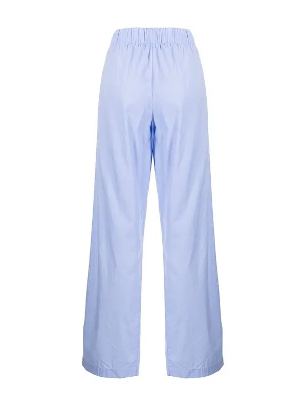 TEKLA Drawstring Poplin Pajama Bottoms - Blue