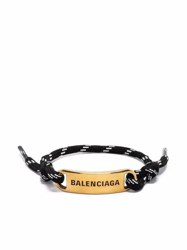 Balenciaga Plaque Shoelace Bracelet - Black | Editorialist
