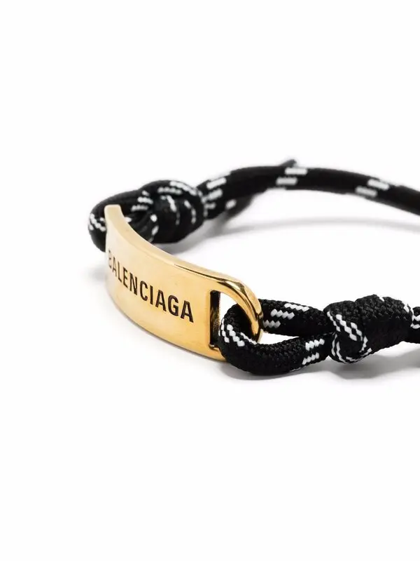 Balenciaga Plaque Shoelace Bracelet - Black | Editorialist